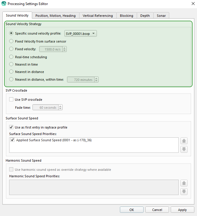 Qimera Processing Settings Dialog